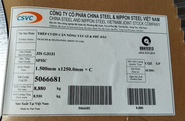 Giá Bán Tôn Cuộn Thép Tấm Cán Nóng Tẩy Gỉ Phủ Dầu Po HOT ROLLED Pickle Oiled Sumikin CSVC SPHC ...